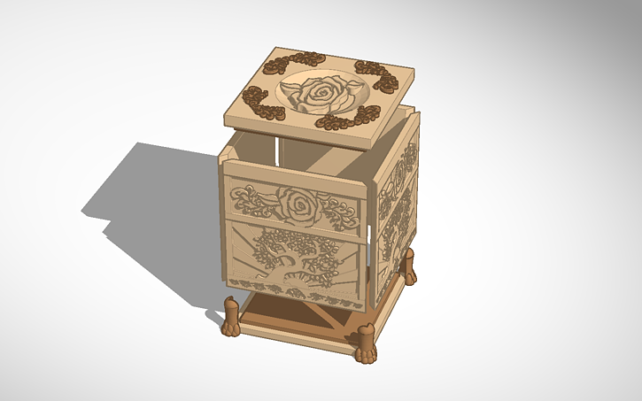 3D design #box #carving #rose #wood #tree #oriment | Tinkercad