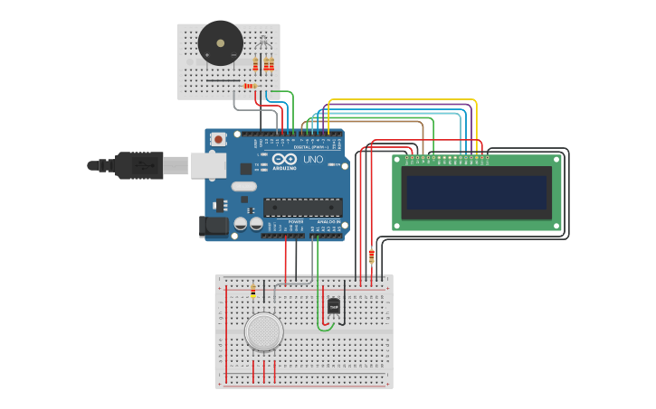 Circuit Design Pendeteksi Kebakaran Tinkercad