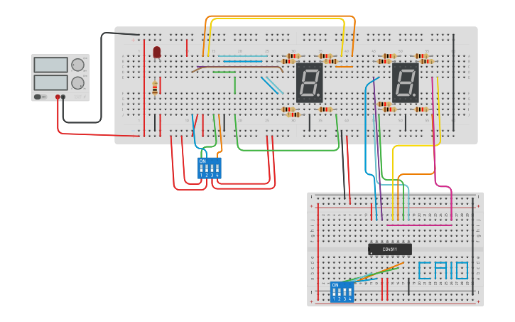 Circuit design caio bcd 7 seg | Tinkercad