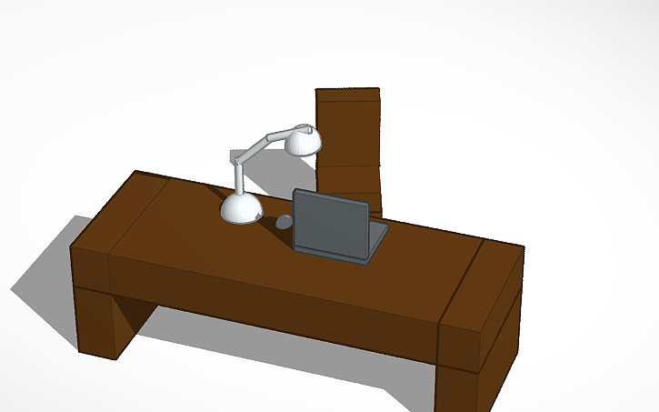 3D design Desk with computer - Tinkercad