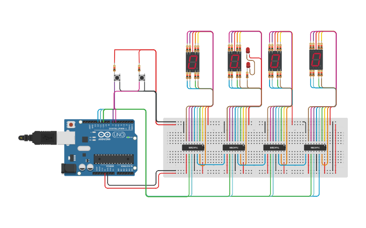 Circuit design stop watch - Tinkercad