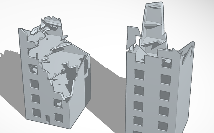 3D design destroyed buildings - Tinkercad