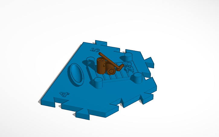 3D design Catan Blue x1 Water 4-5 Wood Port - Tinkercad