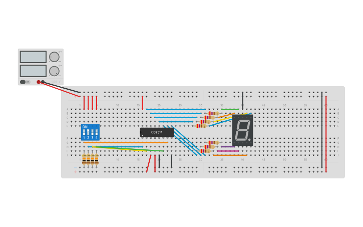 Circuit design Decoder Display 7 segmenti - Tinkercad