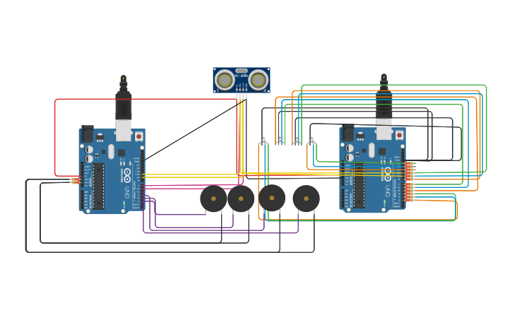Circuit design ULTRASONIC SENSOR WITH PIEZO - Tinkercad