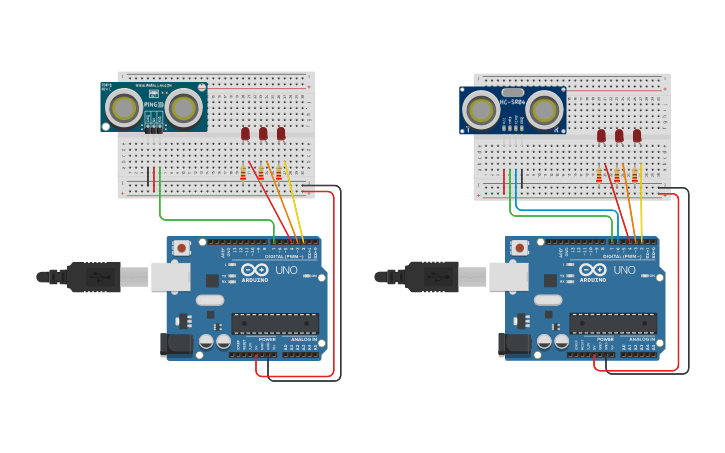 Circuit design Ultrasonic Distance Sensor | Tinkercad