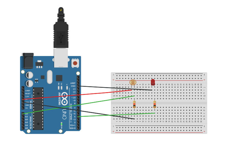 Circuit Design Smart Street Light Using Ldr Sensor Tinkercad