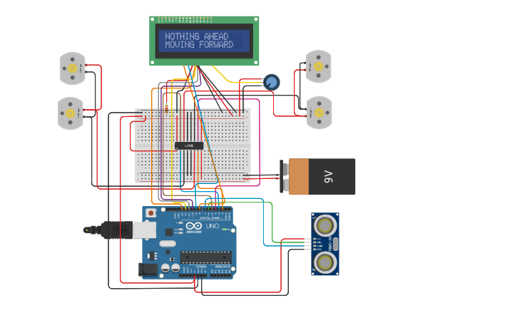 Circuit design robotic car - Tinkercad