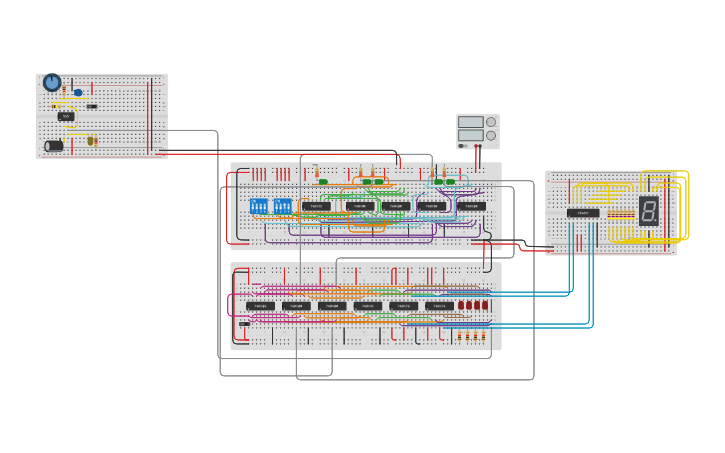 Circuit design Copy of 4-bit Register And 4-bit Adder | Tinkercad