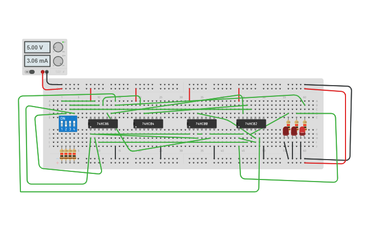 Circuit design 2 bit magnitude comparator - Tinkercad Circuit design 2 bit magnitude comparator - Tinkercad