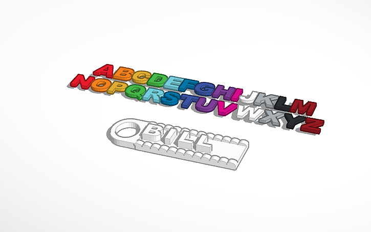 3D design Lesson: Key ring, letters! result - Tinkercad