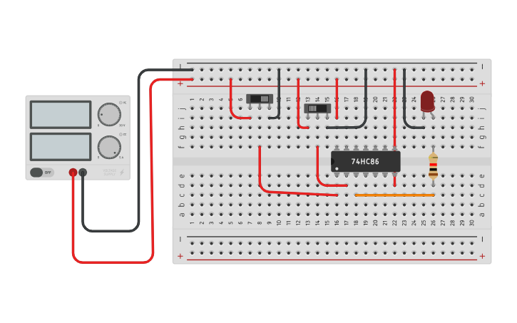 Circuit design 23BAI70190- Two Way Switches using XOR gate - Tinkercad Circuit design 23BAI70190- Two Way Switches using XOR gate - Tinkercad