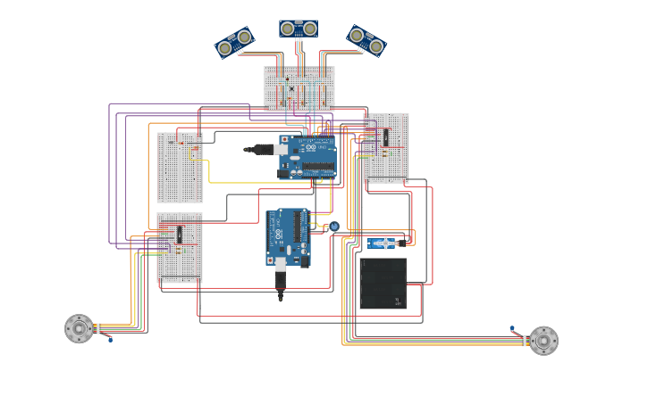 Circuit design 2x breadboard fan - Tinkercad