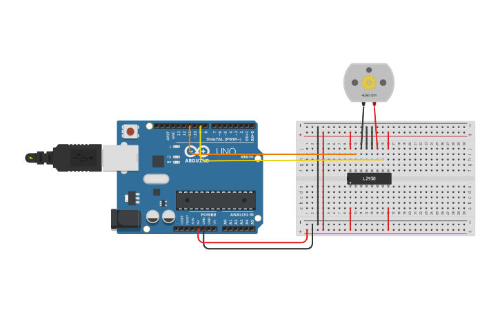 Circuit design DC motor - Tinkercad
