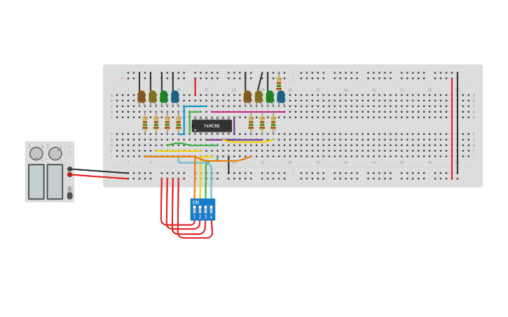 Circuit design Binary to Gray Code | Tinkercad