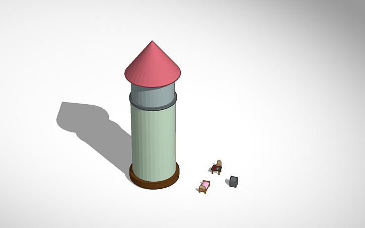3D design Rapunzel's Tower with Furniture | Tinkercad