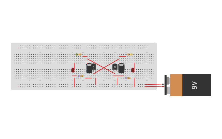 Circuit design Flashing LED - Tinkercad