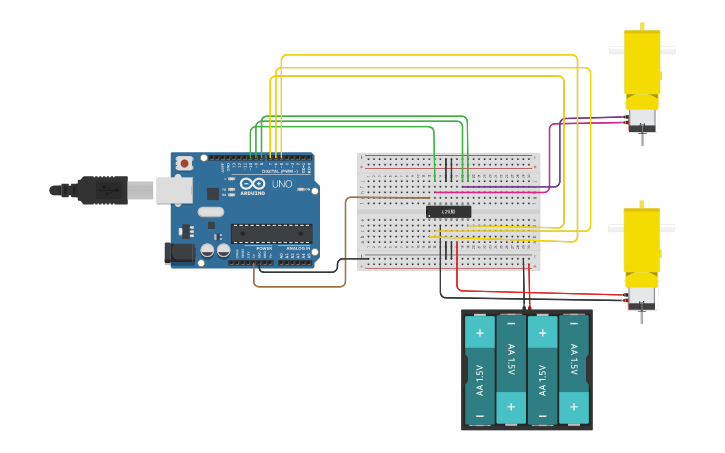 Circuit design Tarea3: Montaje y programación de motores | Tinkercad