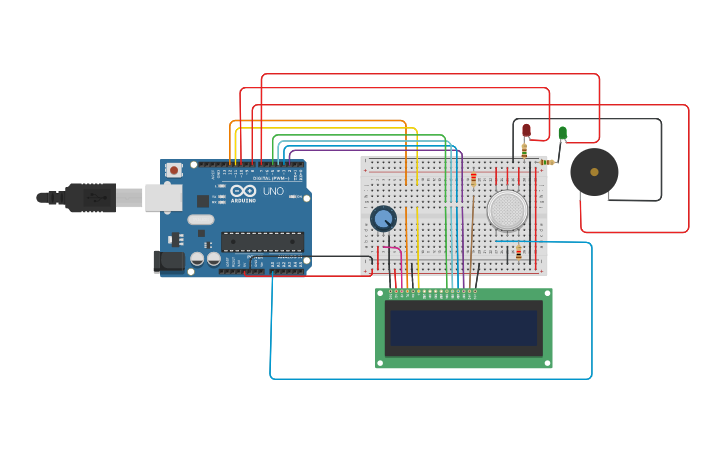 Circuit design gas monitoring system - Tinkercad