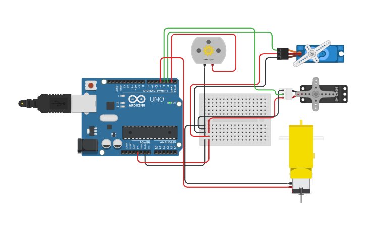 Circuit design DC motor, Gearmotor, Servo motors - Tinkercad
