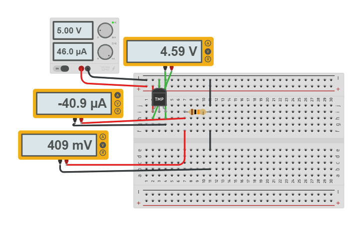 Circuit design circuito NTC - Tinkercad