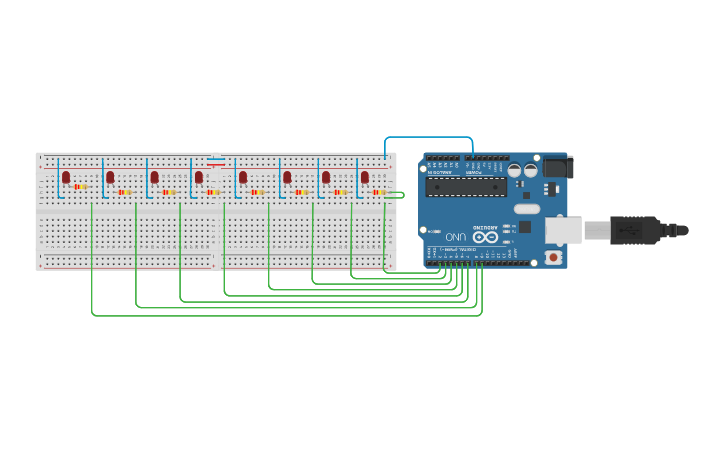 Circuit design Sırayla led yakma - Tinkercad