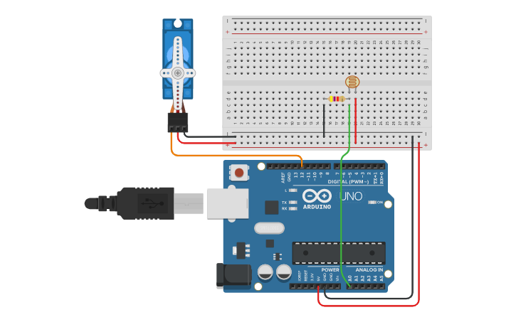 Circuit design Arduino_Servomotor_ldr - Tinkercad Circuit design Arduino_Servomotor_ldr - Tinkercad