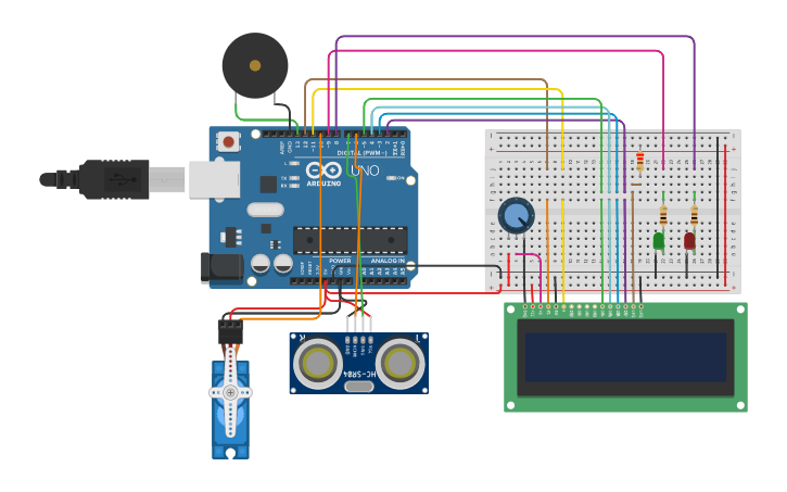 Circuit design Water Level Detection For Dam - Tinkercad