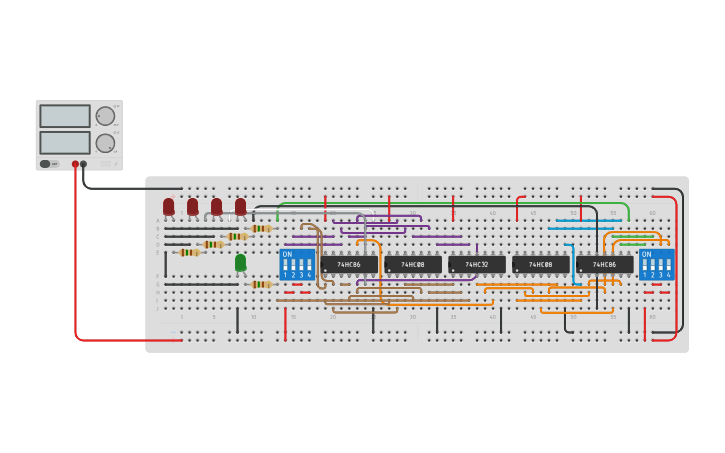 Circuit design 4 bit Binary Added - Tinkercad