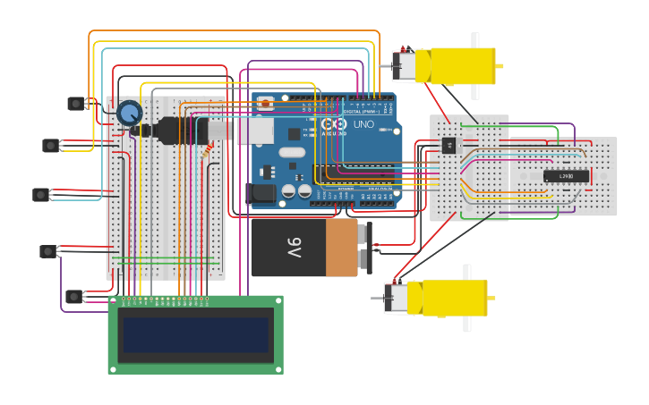 Circuit design Line Following Robot - Tinkercad
