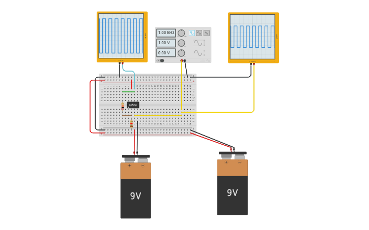 Circuit design OPAMP con fuente de alimentación simétrica - Tinkercad