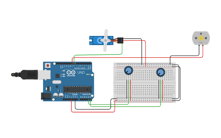 Circuit design 4.5 ควบคุมมอเตอร์ 2 ตัว - Tinkercad