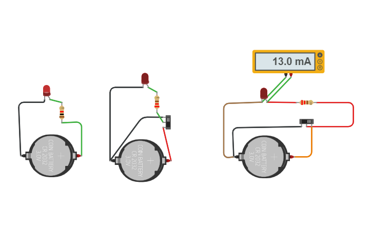Circuit design Simple switch and light with Multimeter - Tinkercad