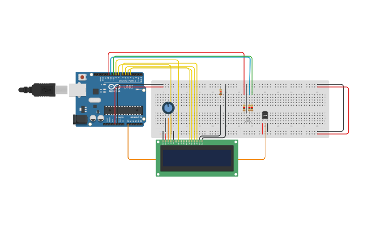 Circuit design TP12 - Sensor de temperatura + led RGB | Tinkercad