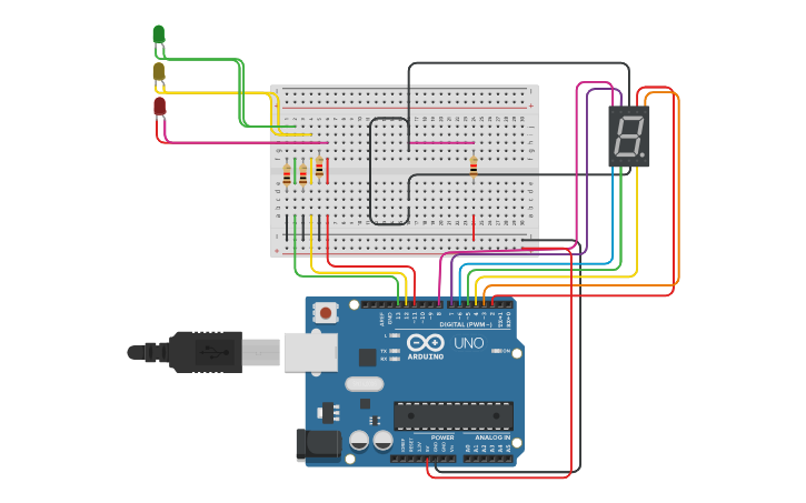 Circuit design TRAFFIC LIGHT CONTROL SYSTEM GROUP 3 - Tinkercad