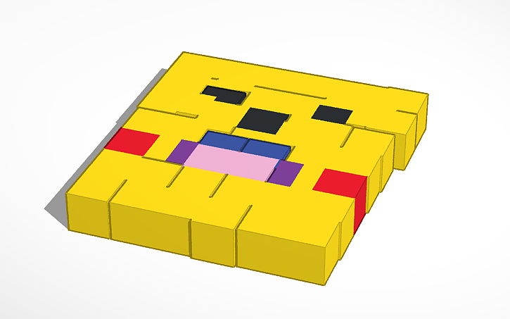 3D design pixel art Pikachu | Tinkercad