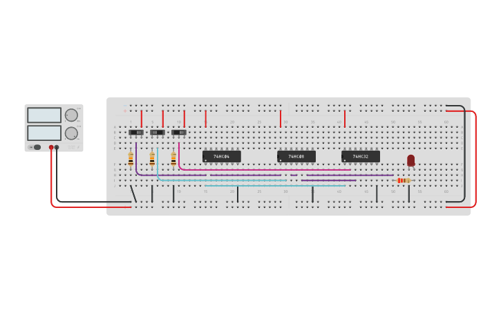 Circuit design circuito logico and or not - Tinkercad