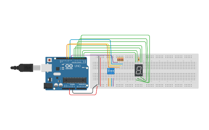 Circuit design BIN-HEX | Tinkercad