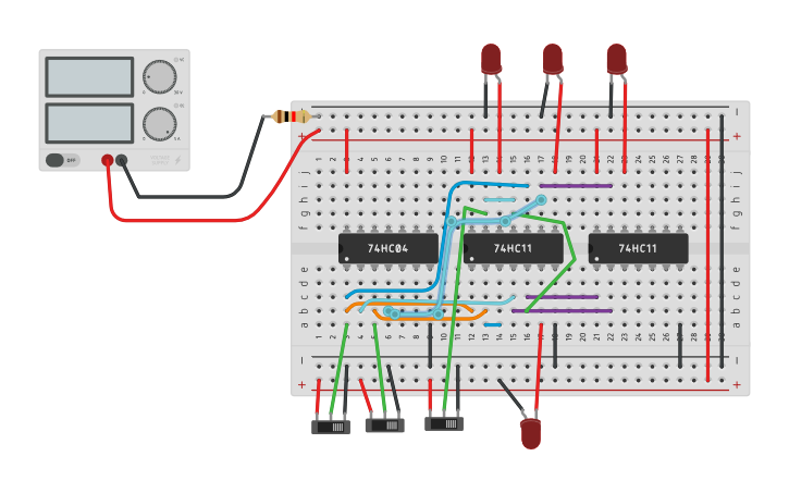 Circuit design 2 to 4 Decoder - Tinkercad