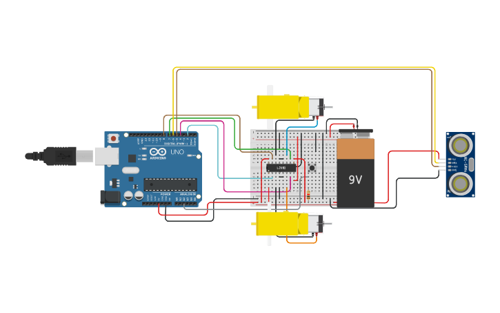 Circuit design ROBOT DETECTOR DE OBSTACULOS - Tinkercad