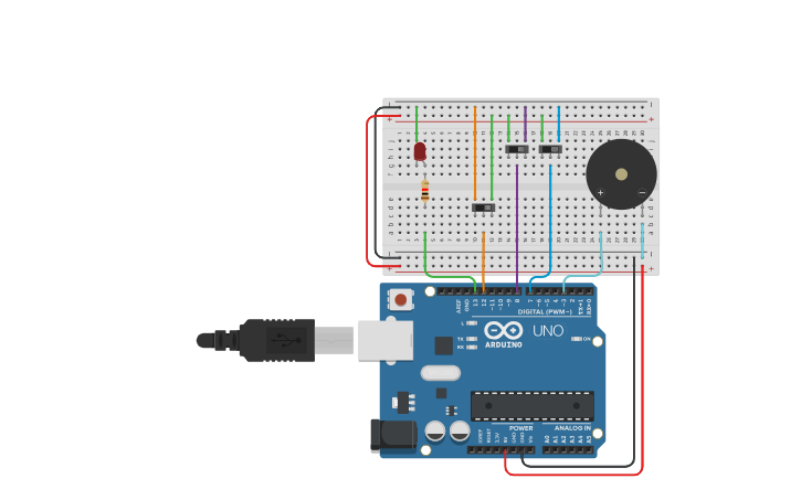 Circuit design Alarme de 2 zonas - Publico - Tinkercad
