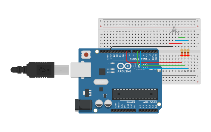 Circuit design led RGB - Tinkercad