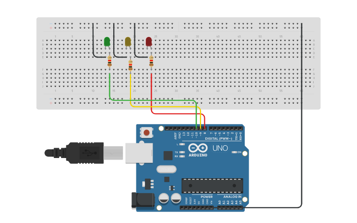 Circuit design Semaforo GOMGO ARDUINO EXPOSITION | Tinkercad