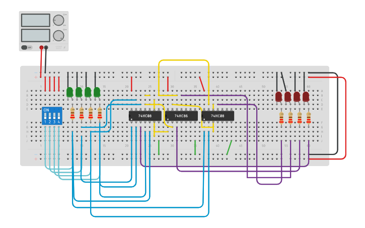 Circuit design 2 BIT BINARY MULTIPLIER FINAL VERSION - Tinkercad