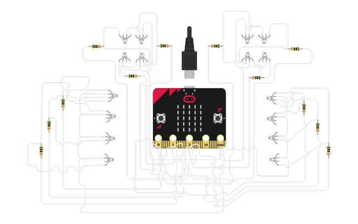 Circuit design Flashing Light Show - Tinkercad