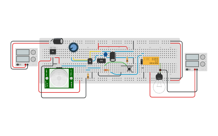 Circuit design Luz com sensor de movimento - Tinkercad