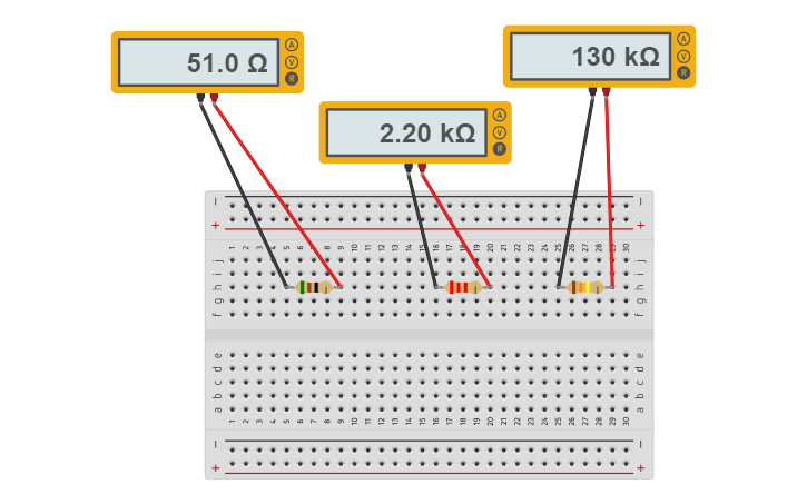 Circuit design 2.1 Resistors and digital multimeter - Tinkercad