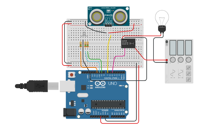 Circuit design Ultra Sonic Distance Sensor - Tinkercad