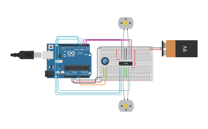Circuit design DC Motor H-Bridge 1 - Tinkercad