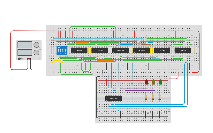 Circuit design Course Project:2 BIT COMPARATOR - Tinkercad